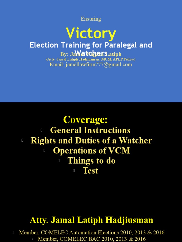 Election Training for Watchers and Paralegals | PDF | Government ...
