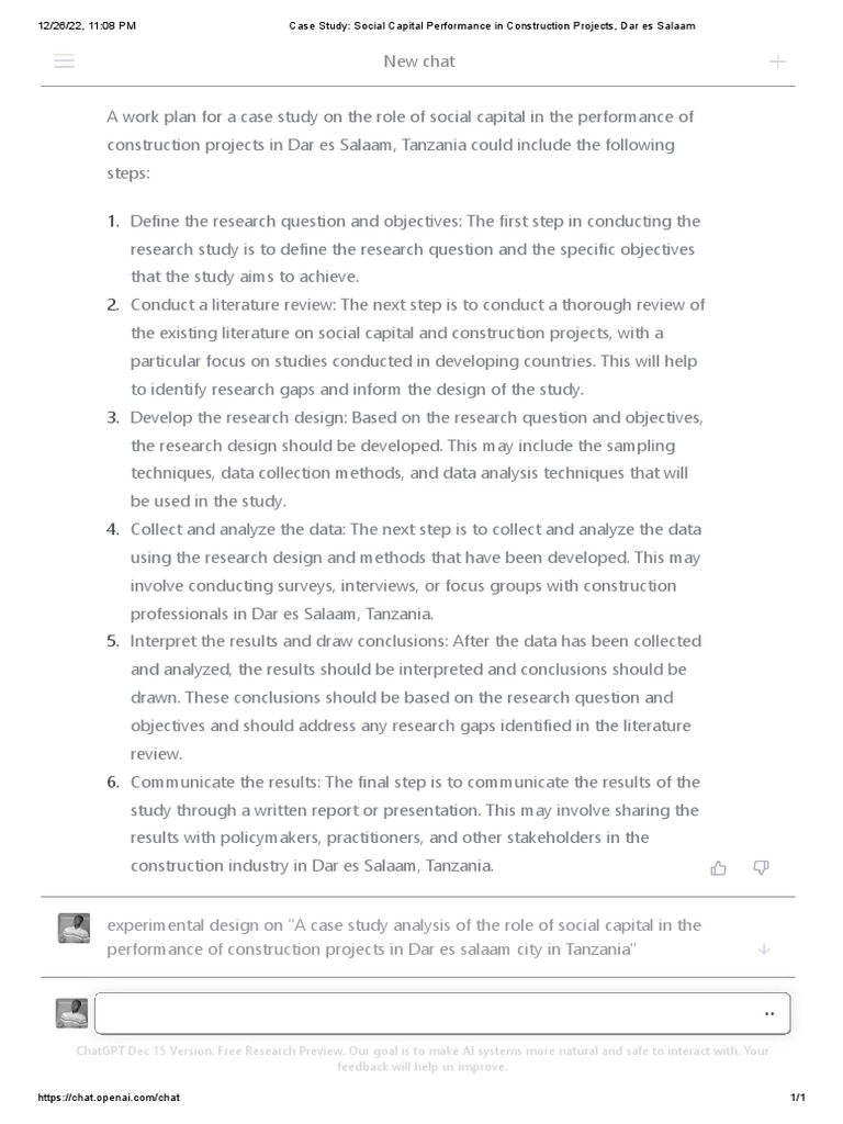 Case Study - Social Capital Performance in Construction Projects, Dar Es Salaam 16 | PDF ...