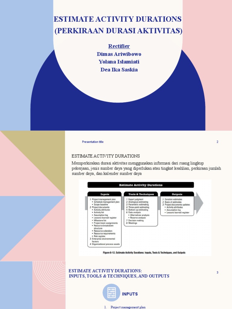 Estimate Activity Durations | PDF
