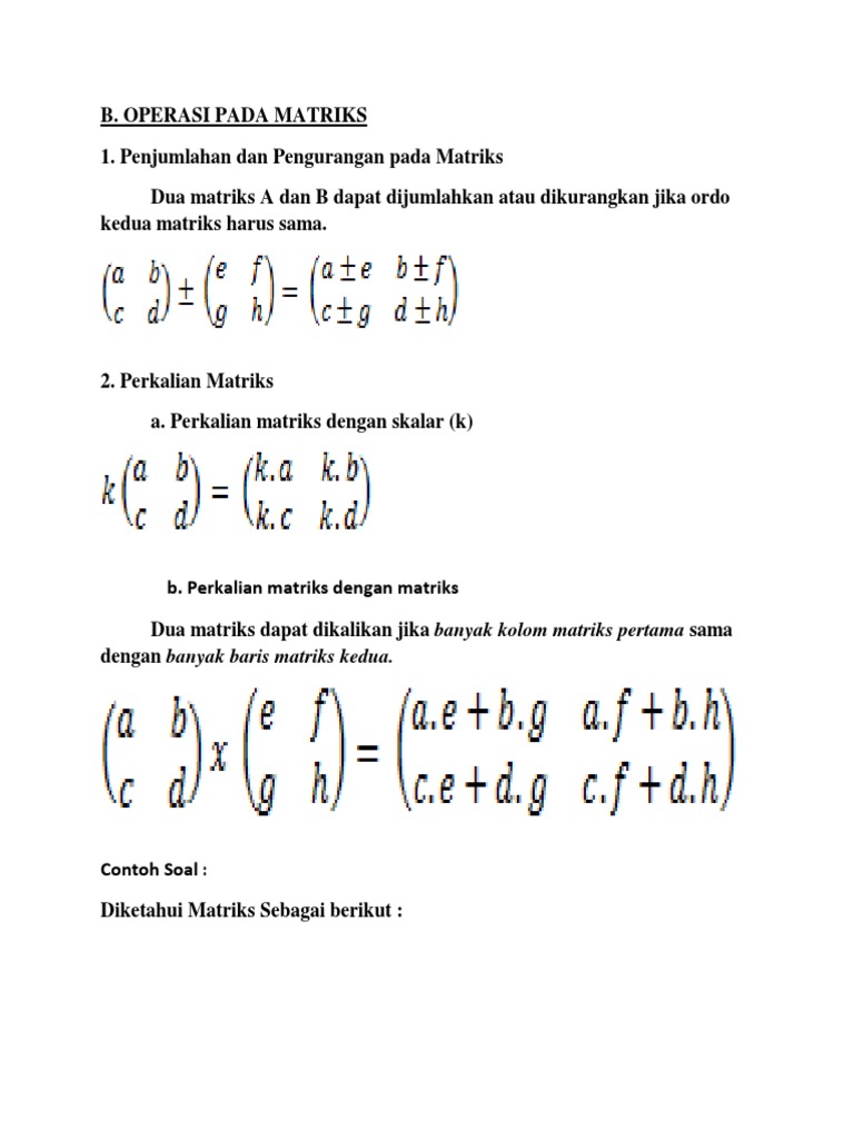 Operasi Penjumlahan Dan Pengurangan Pada Matrix | PDF