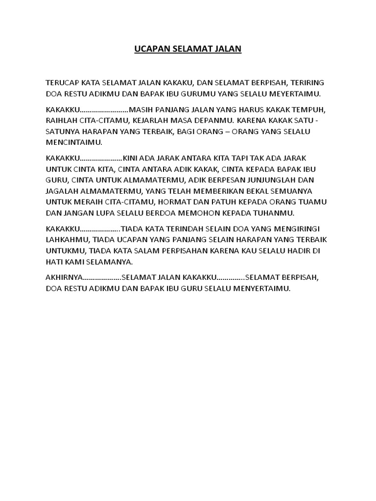 Ucapan Selamat Jalan | PDF