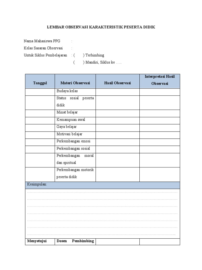 Format Lembar Observasi | PDF