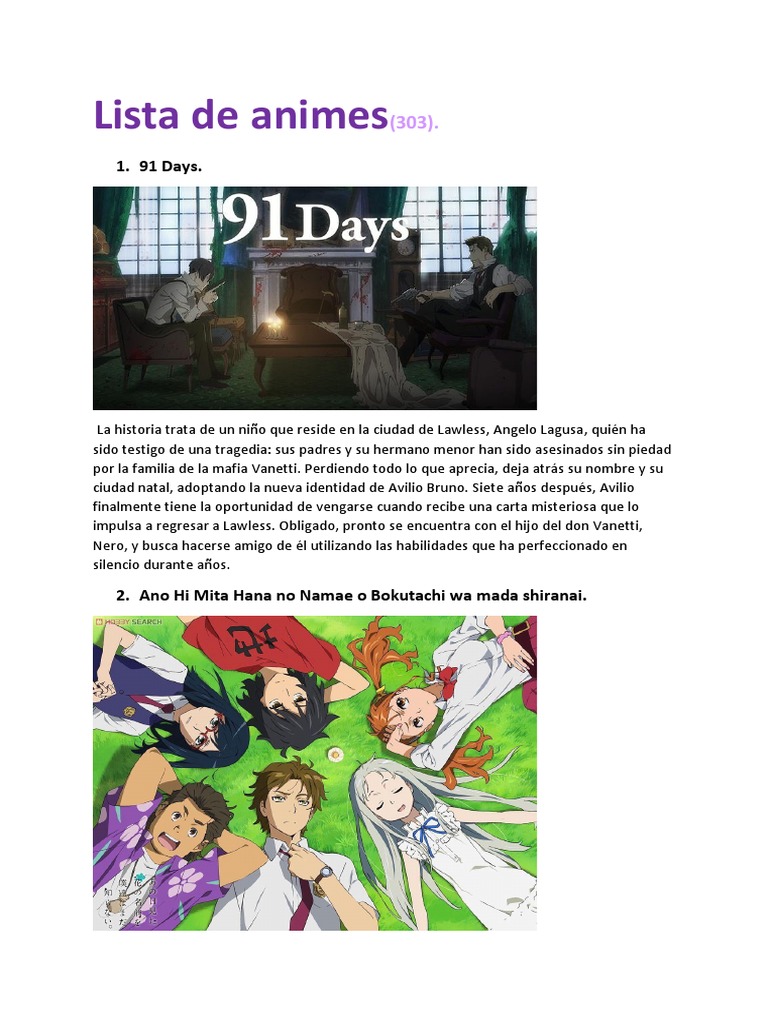 Lista de Animes: Resúmenes y Temáticas | PDF | Anime y manga