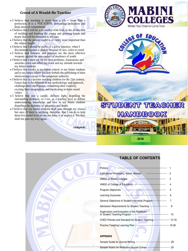 Student Teacher HandBook | Download Free PDF | Teachers | Teaching Method