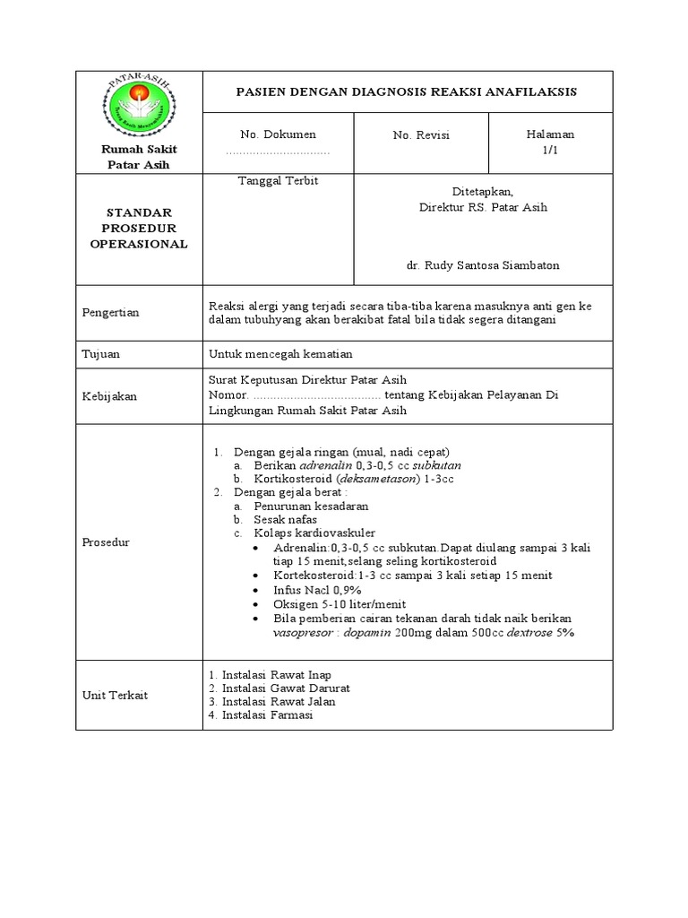 SOP Reaksi Anafilaksis | PDF | Pengembangan Diri | Sains & Matematika