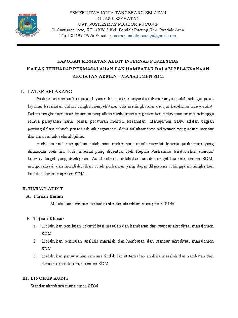 AUDIT INTERNAL Admen Manajamen SDM 2022 | PDF