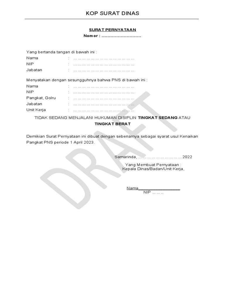 01 Format Surat Pernyataan Hukdis | PDF
