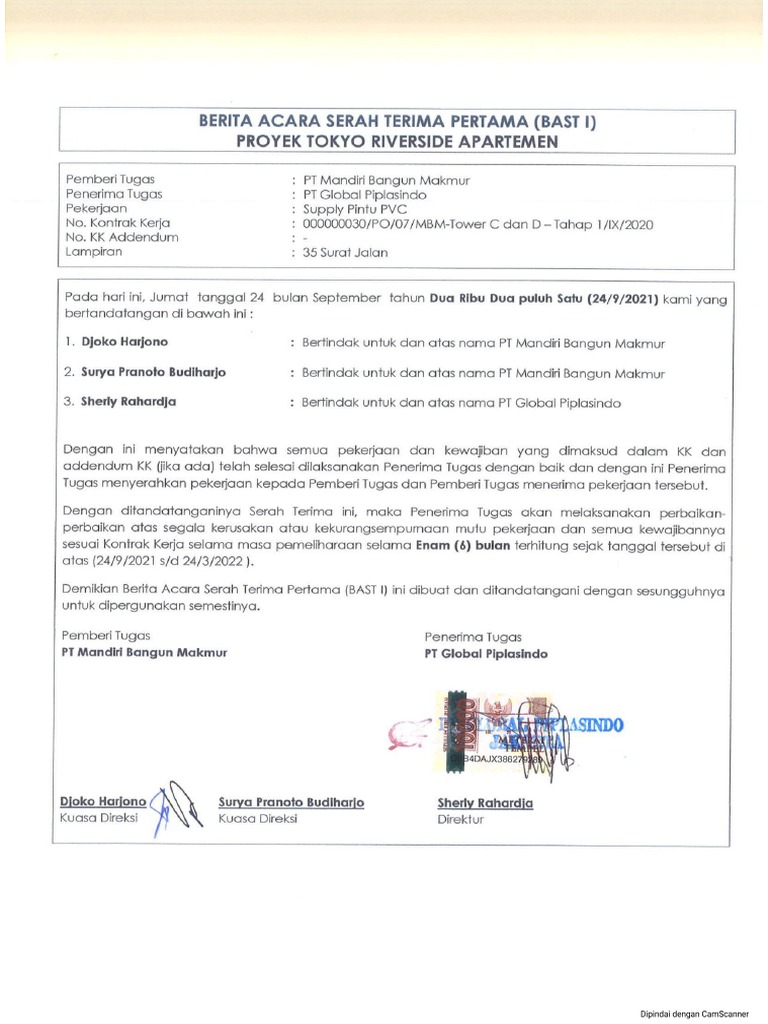 0030 - BAST 1 Global Piplasindo T3 & 4 | PDF