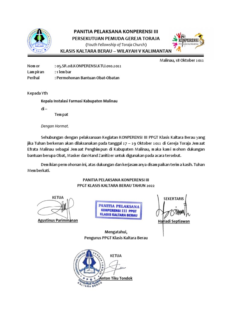 Surat Permohonan Bantuan Obat-Obatan | PDF
