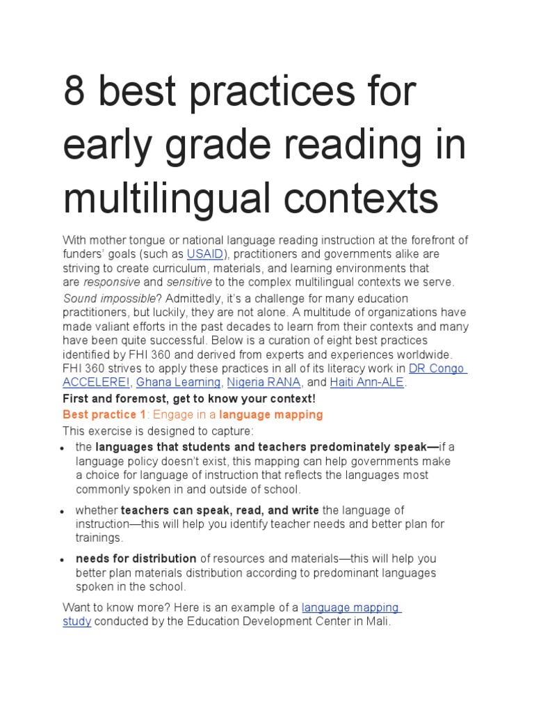 Best Practices for Multilingual Reading | PDF | Cognitive Psychology ...