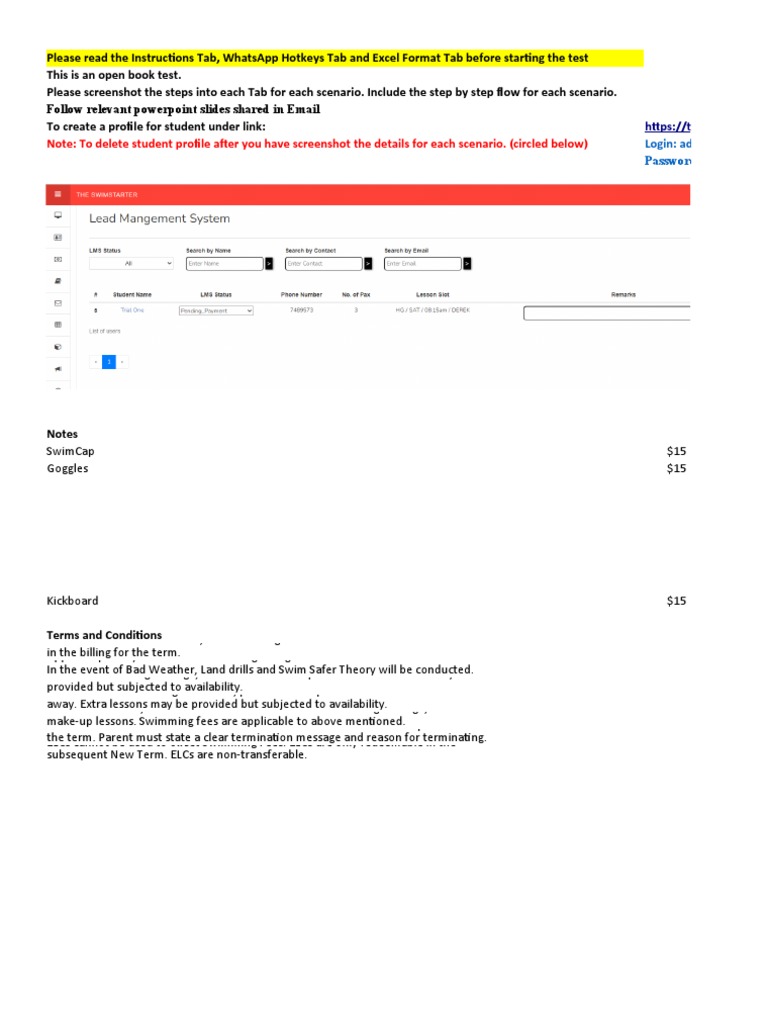 Swim Starter Program Instructions | PDF | Swimming