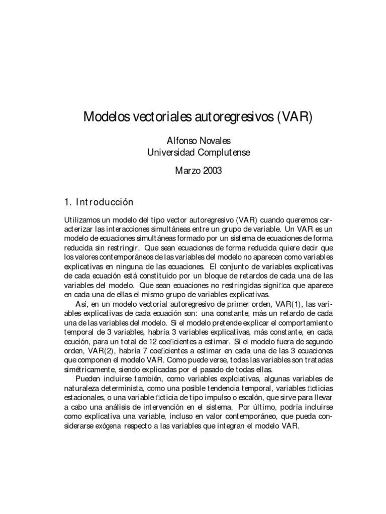 Introducción a Modelos VAR en Econometría | PDF | Estadísticas | Ecuaciones