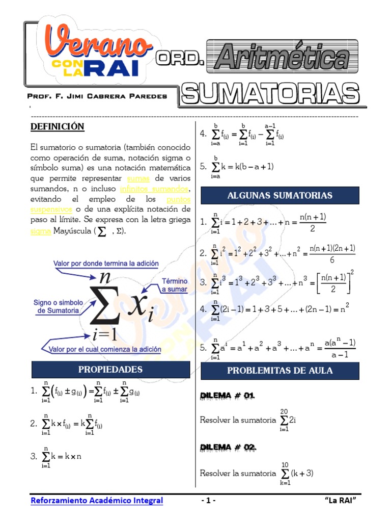 013 Sumatorias | PDF | Álgebra abstracta | Aritmética