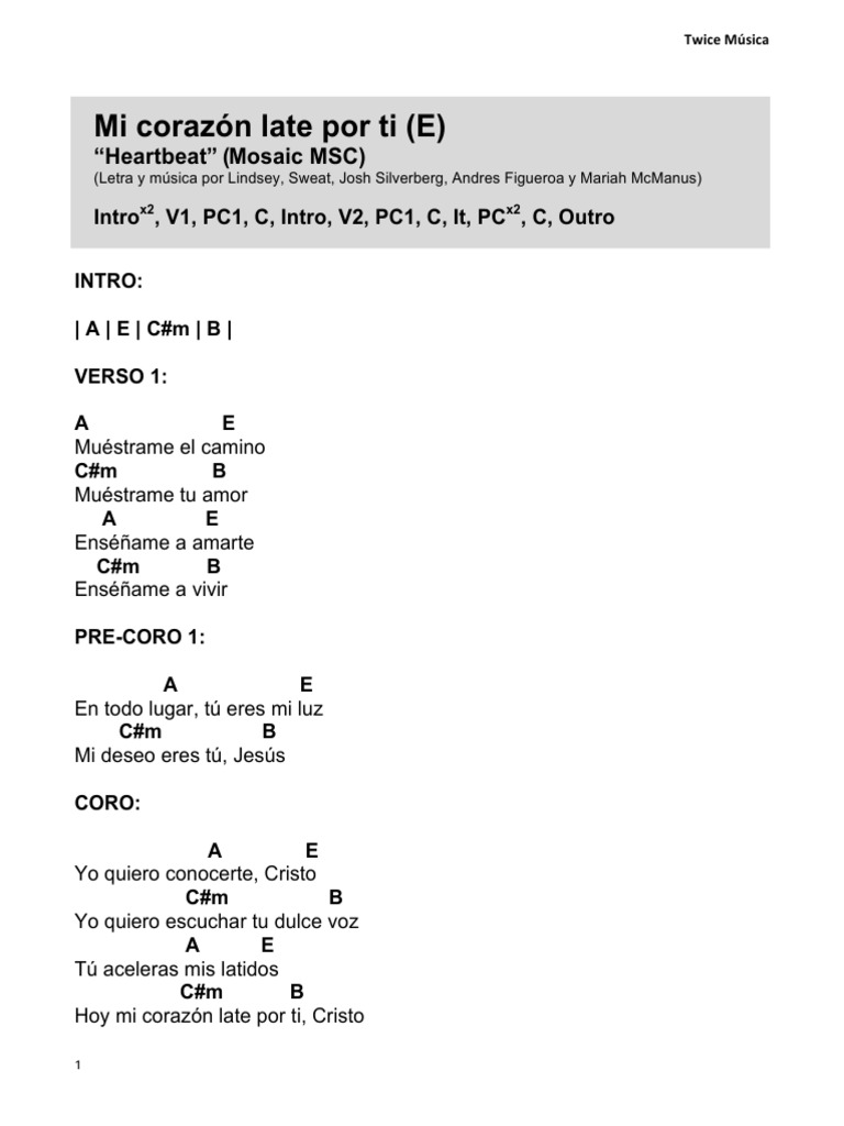 Mi Corazon Late Por Ti Acordes | PDF