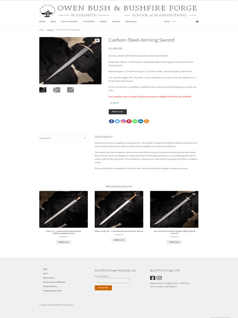 Carbon Steel Arming Sword - Owen Bush Bushfire Forge | PDF