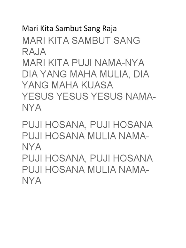 Mari Kita Sambut Sang Raja | PDF