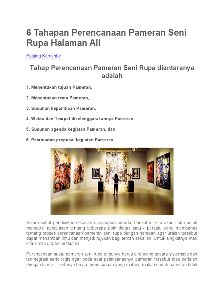 6 Tahapan Perencanaan Pameran Seni Rupa | PDF