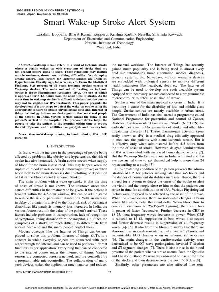 5.smart Wake-Up Stroke Alert System | PDF | Stroke | Electroencephalography