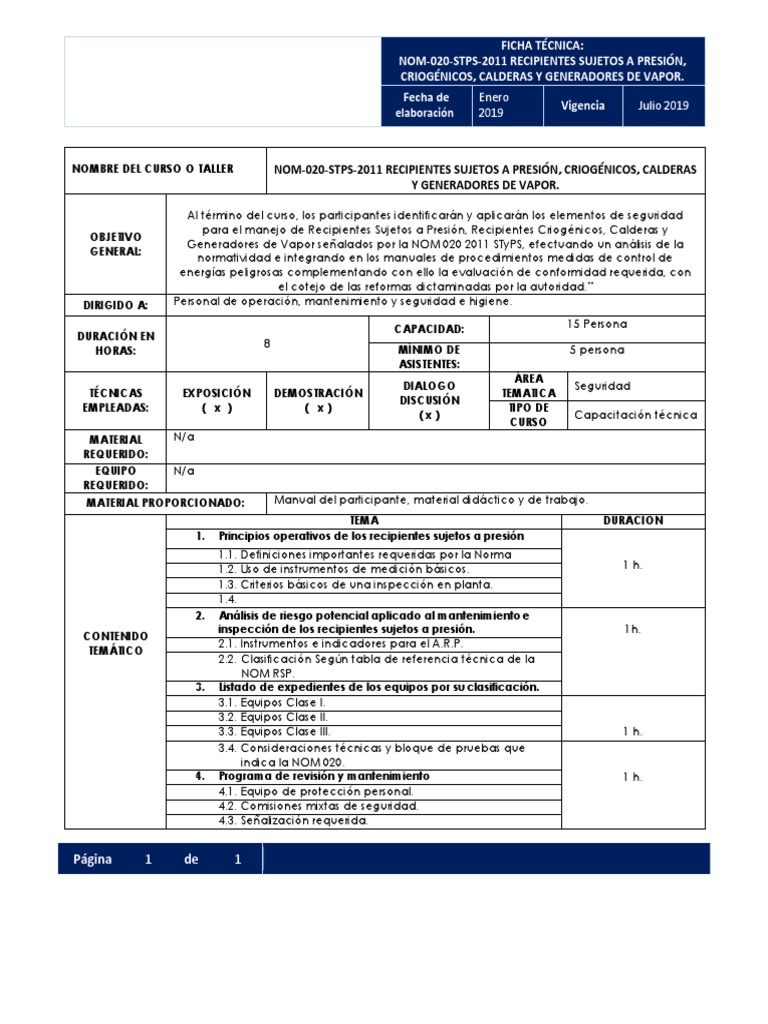 Ficha Técnica Nom 020 Stps | PDF