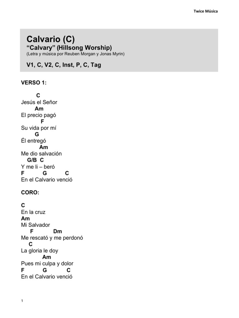 Calvario: Himno cristiano sobre el sacrificio de Jesús en la cruz | PDF