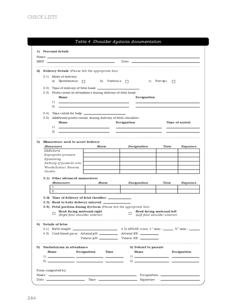 Shoulder Dystocia Documentation | PDF | Childbirth | Fetus