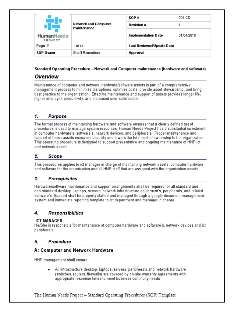 Ict Network and Comp Maintenance Sop | PDF | Computer Network ...