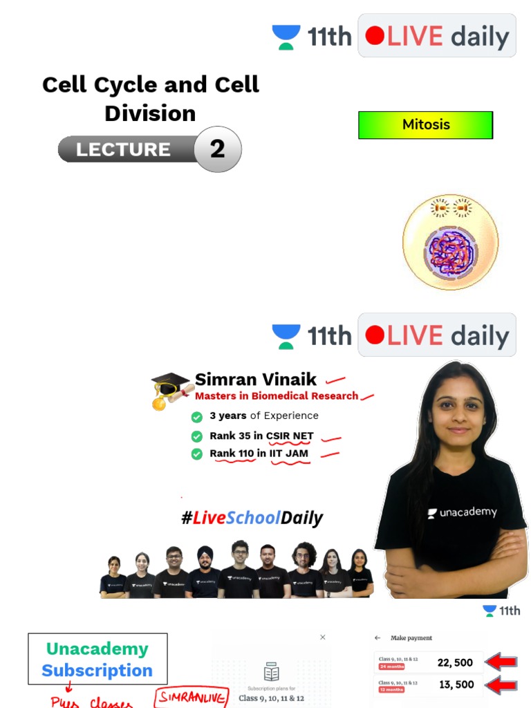 (L2) - Cell Cycle and Cell Division - 29th July | Download Free PDF | Mitosis | Chromosome