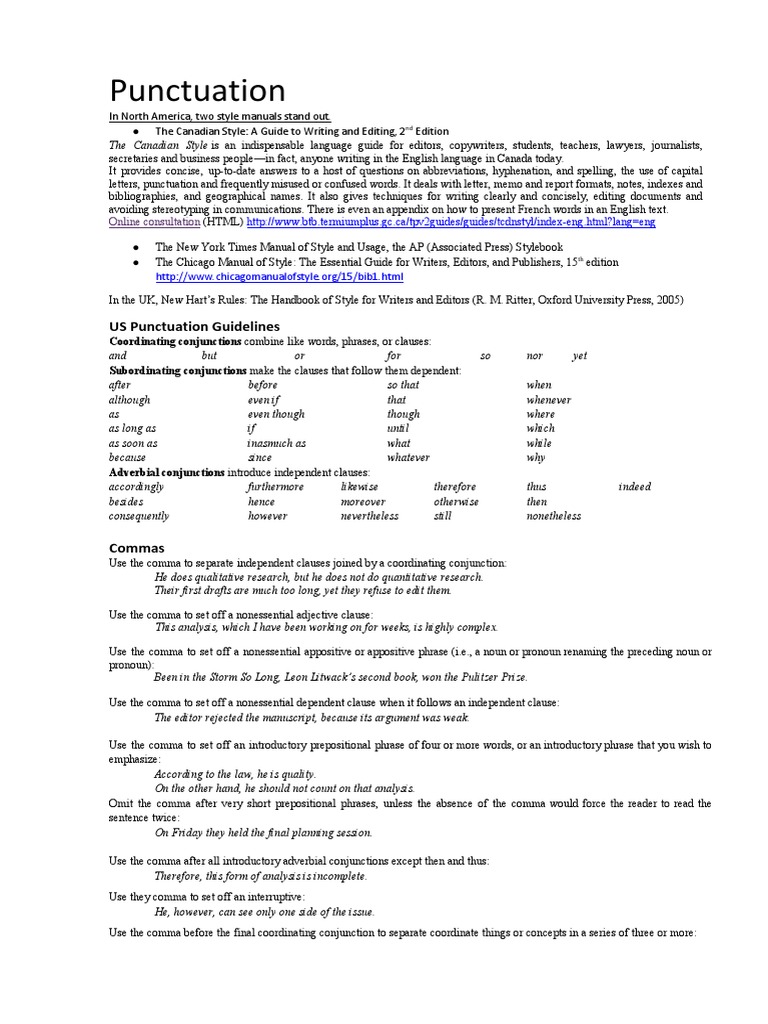 Academic Writing - Punctuation | PDF | Comma | Clause