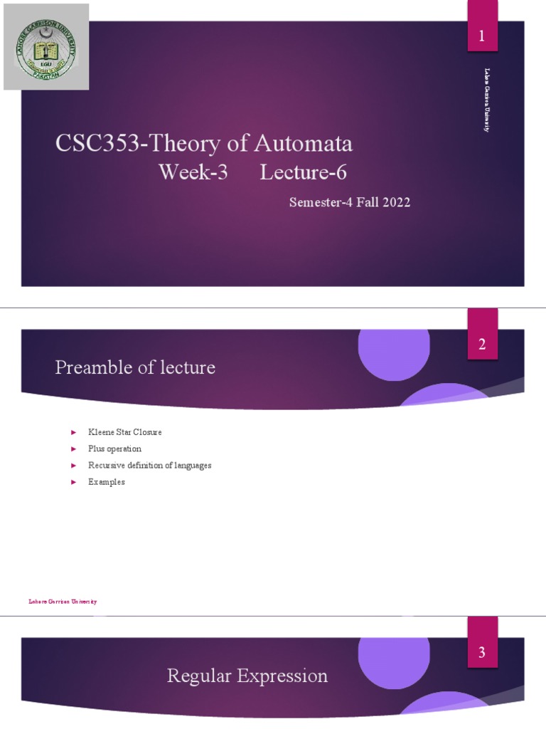 Lecture 6 | PDF | Regular Expression | String (Computer Science)