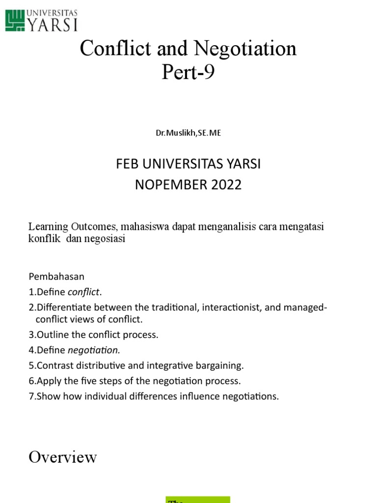 Chapter-9 Conflict and Negotiation-New | PDF | Negotiation | Bargaining
