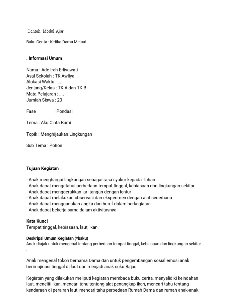 Modul Ajar Tema Lingkungan Sekolah | PDF