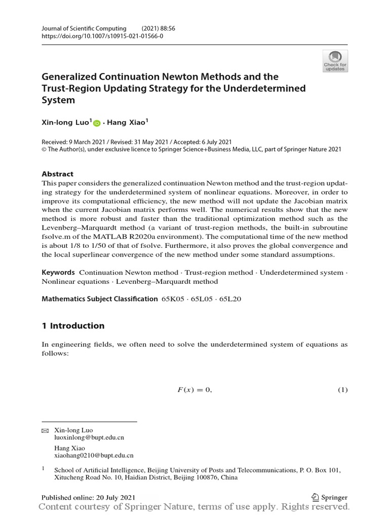 Generalized Continuation Newton Methods and The Trust-Region Updating ...