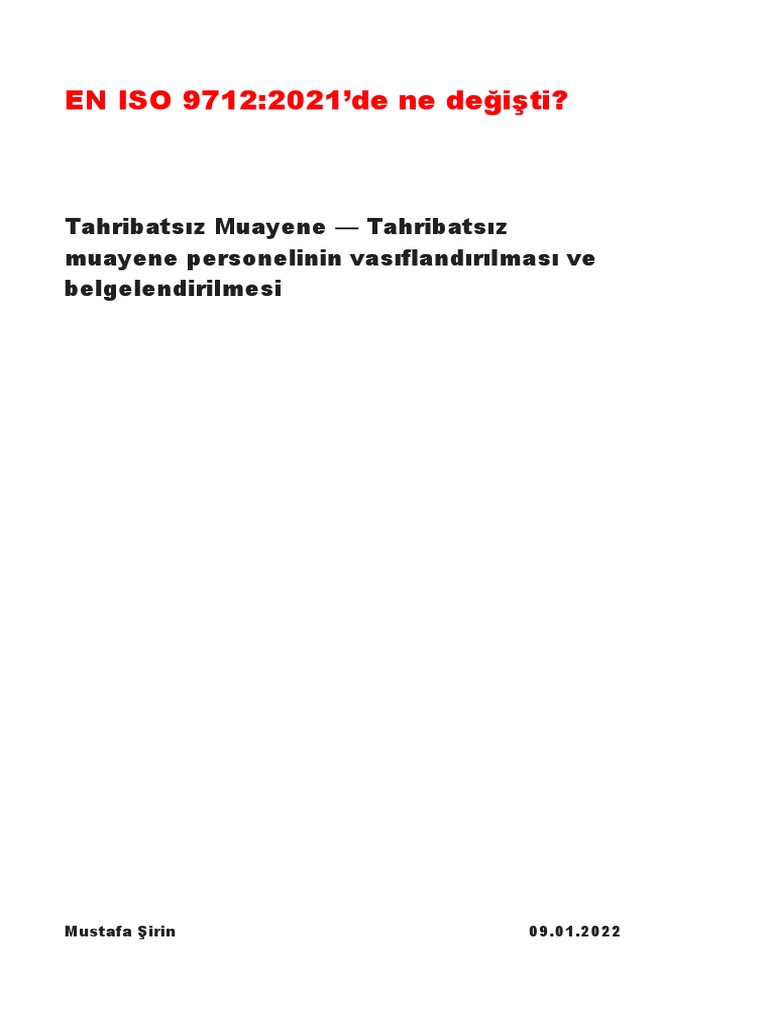 EN ISO 9712 2021 Changes For Turkish NDT Professionals 1642294744 | PDF