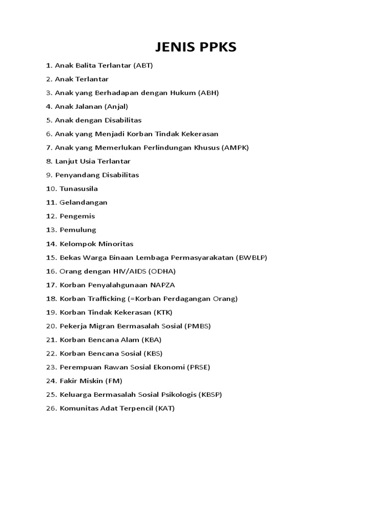 Jenis PPKS | PDF