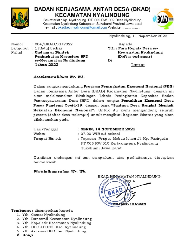 Undangan Bimtek BPD | PDF