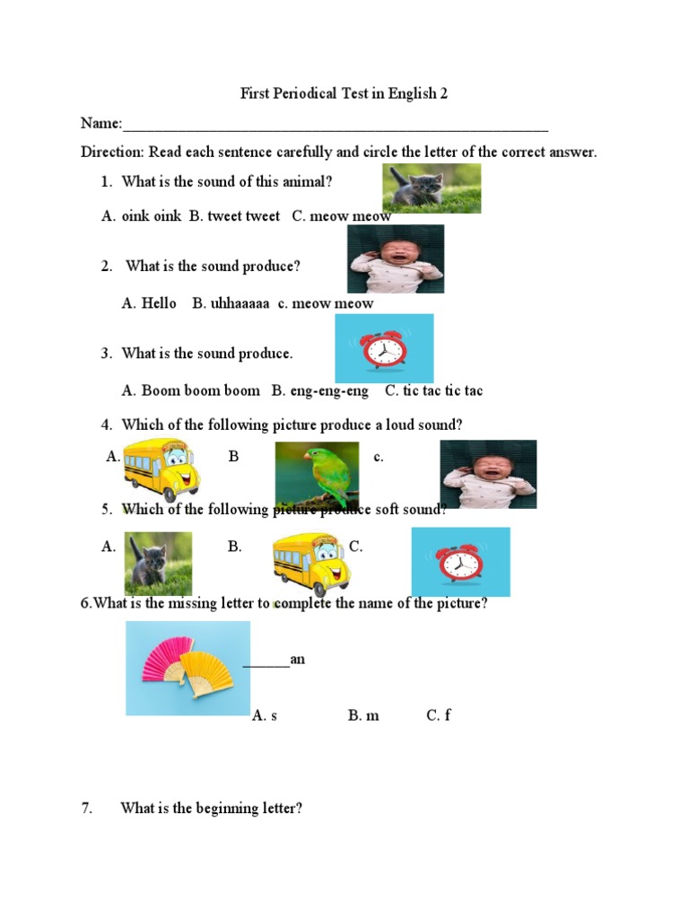 Grade 2 English First Periodical Test | PDF | Language Arts & Discipline