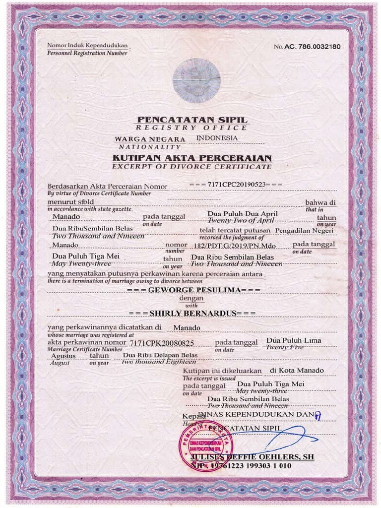 Akte Cerai Manado | PDF