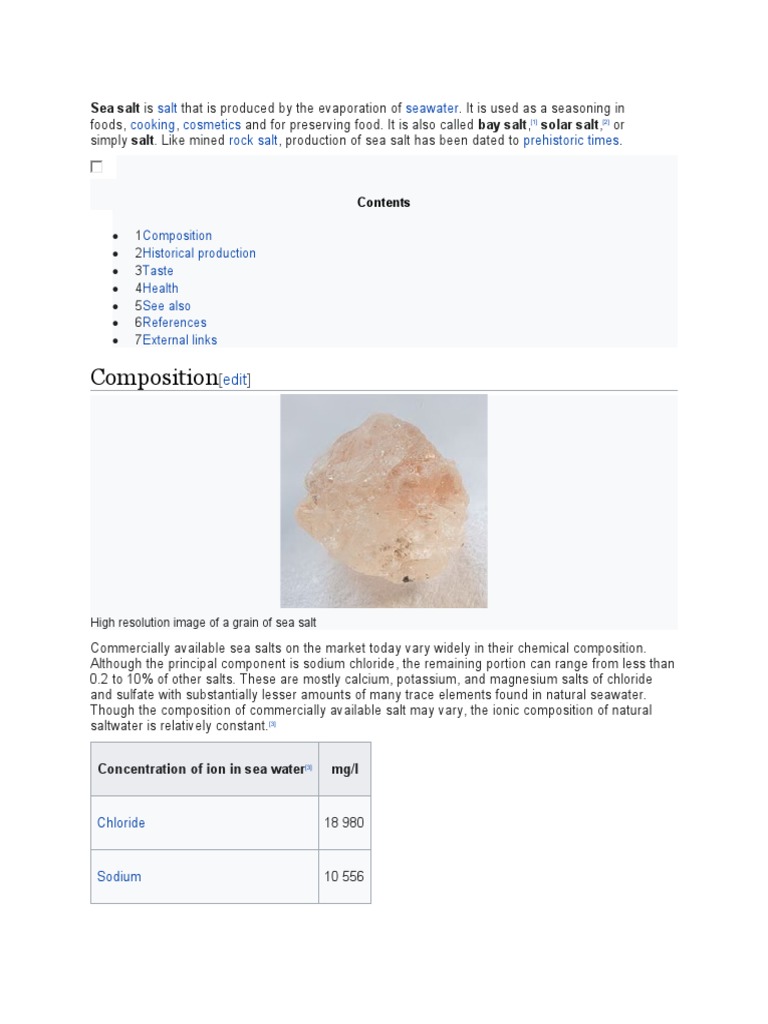 Sea Salt | PDF | Chemical Compounds | Materials