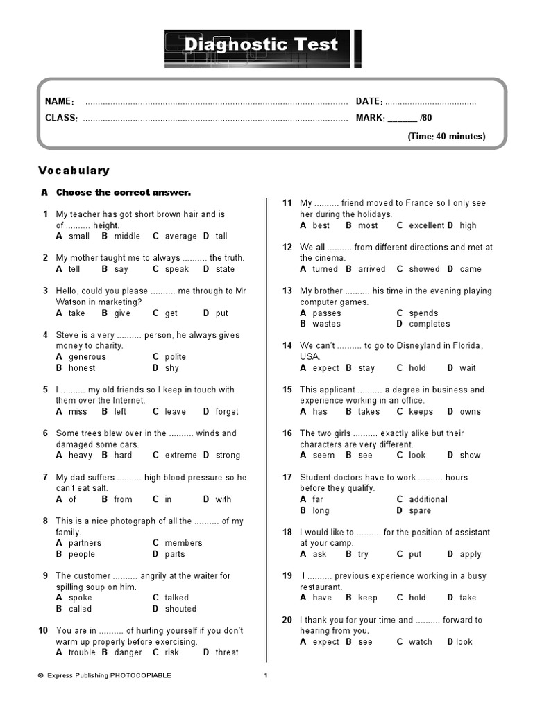 Diagnostic Test B1 Pdf