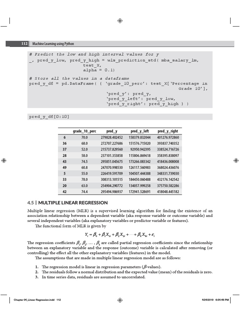 Multple Linear Regression | PDF | Regression Analysis | Errors And ...