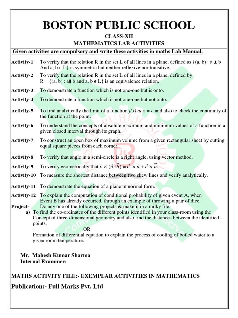 Mathematics Lab Activities | PDF | Teaching Methods & Materials | Computers