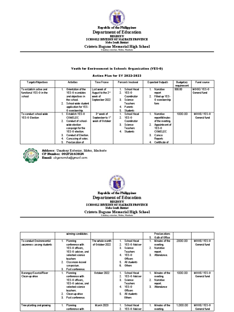 Yes-O Action Plan | PDF