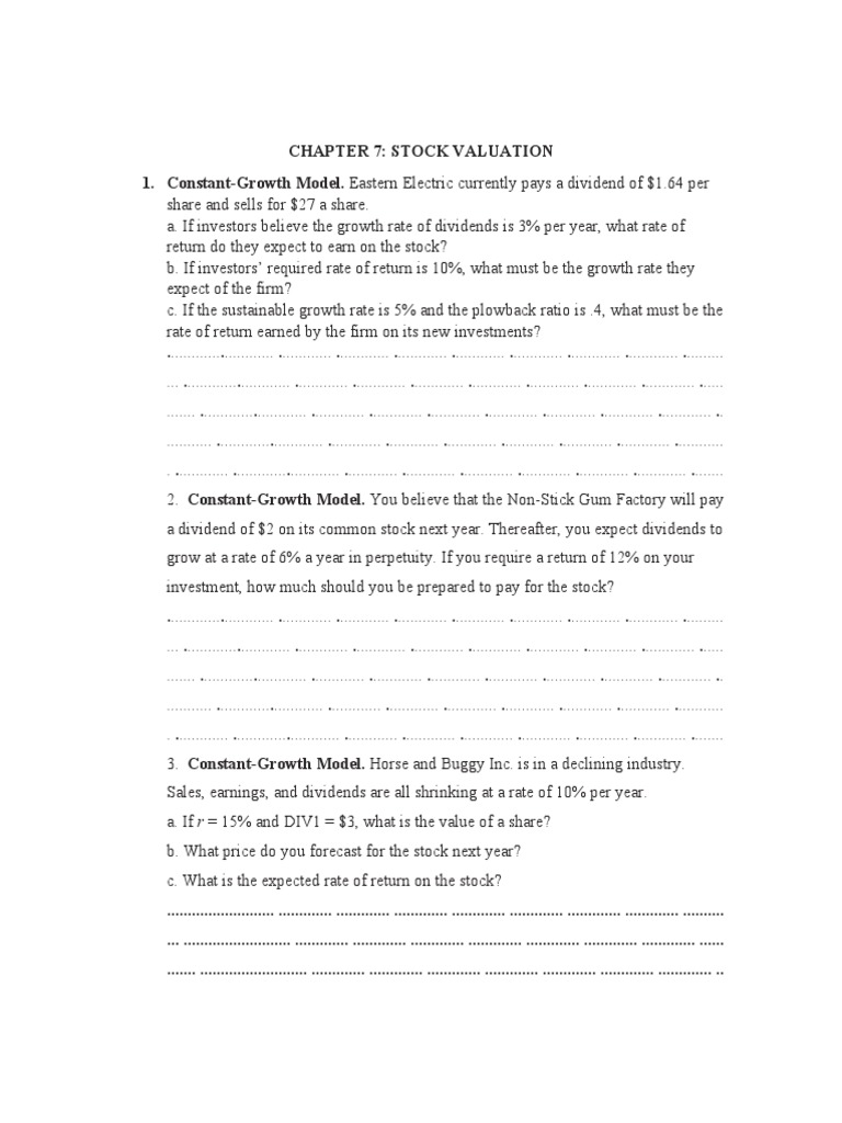Practice 4 Stock Valuation | PDF | Stocks | Stock Valuation
