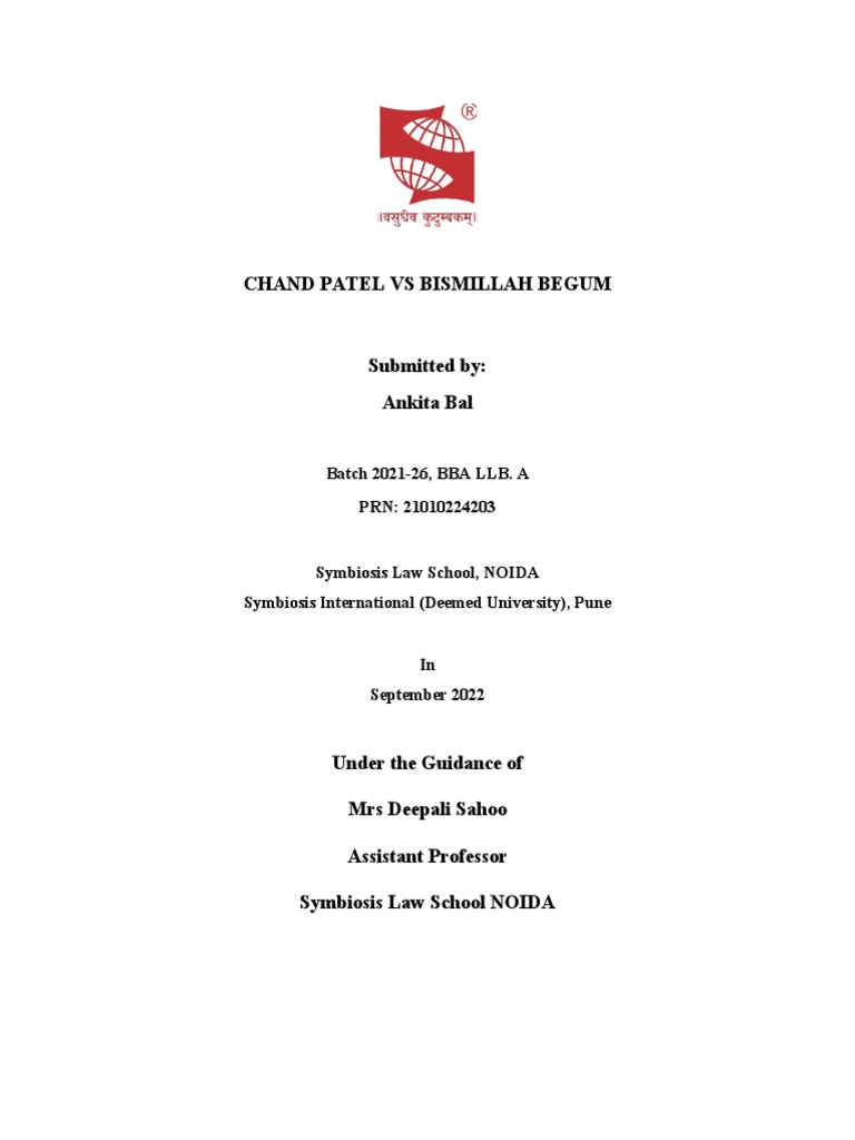 Chand Patel VS Bismillah Begum | PDF | Marriage | Judgment (Law)