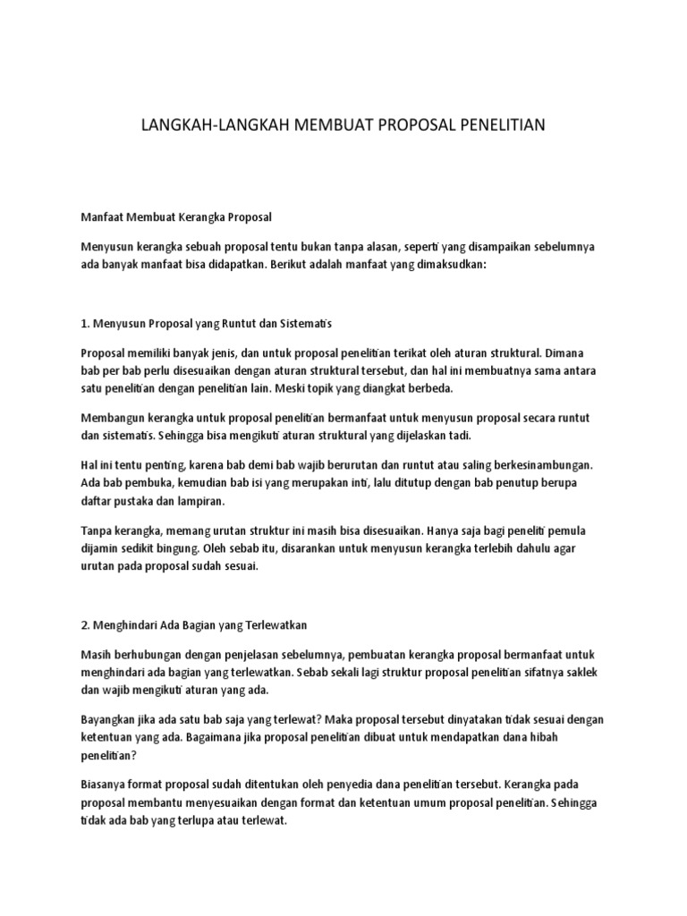 LANGKAH LANGKAH Membuat Proposal Penelitian | PDF