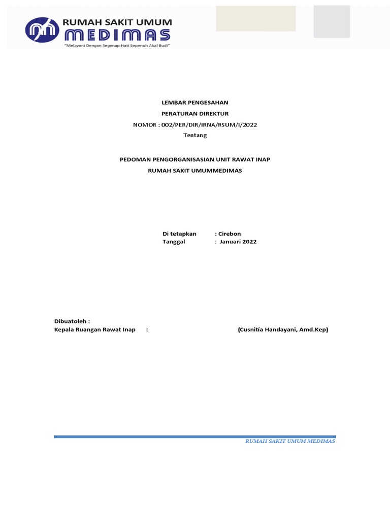 Pedoman Unit Rawat Inap RS Medimas Cirebon | PDF