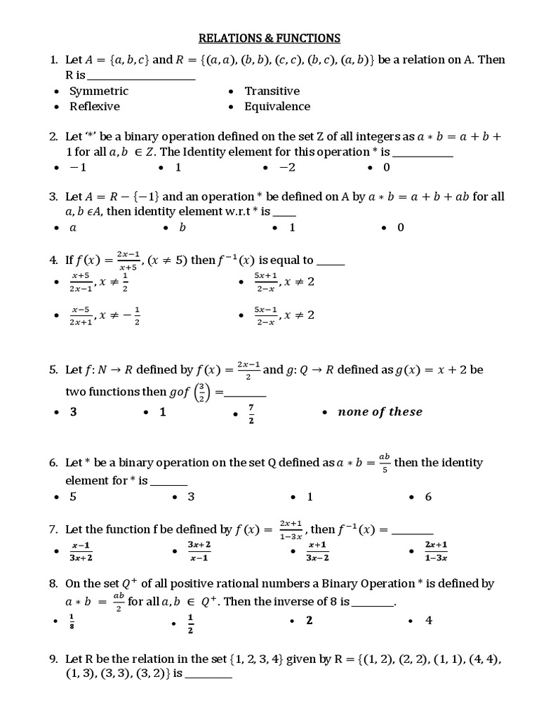 Compiled - MCQ | PDF | Function (Mathematics) | Functions And Mappings