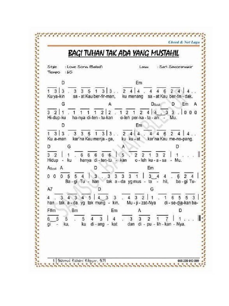 Bagi Tuhan Tidak Ada Yang Mustahil | PDF