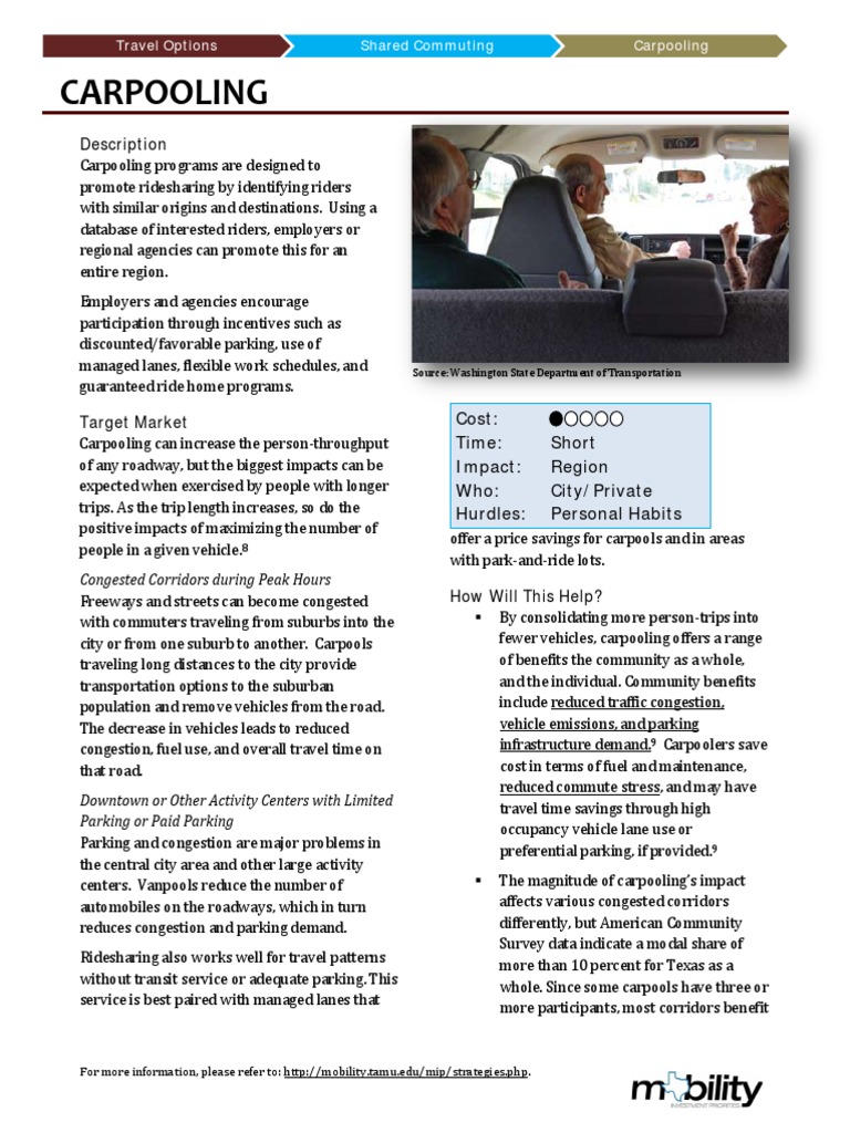 Carpooling 4 PG | PDF | Parking | Commuting