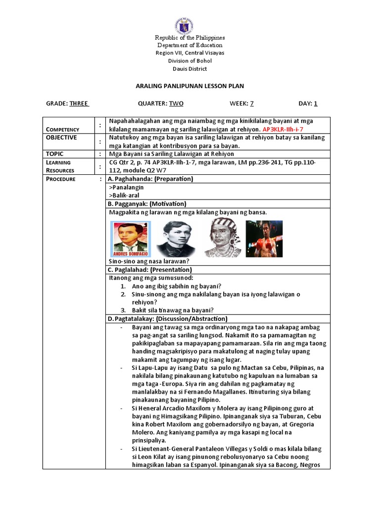 Araling Panlipunan Lesson Plan | PDF